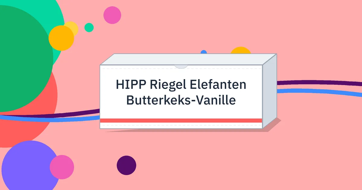 Symbolbild: Packung mit der Aufschrift HIPP Riegel Elefanten Butterkeks-Vanille (PZN 19657932) – Verfügbarkeit und Bezug in Apotheken in Frankfurt am Main