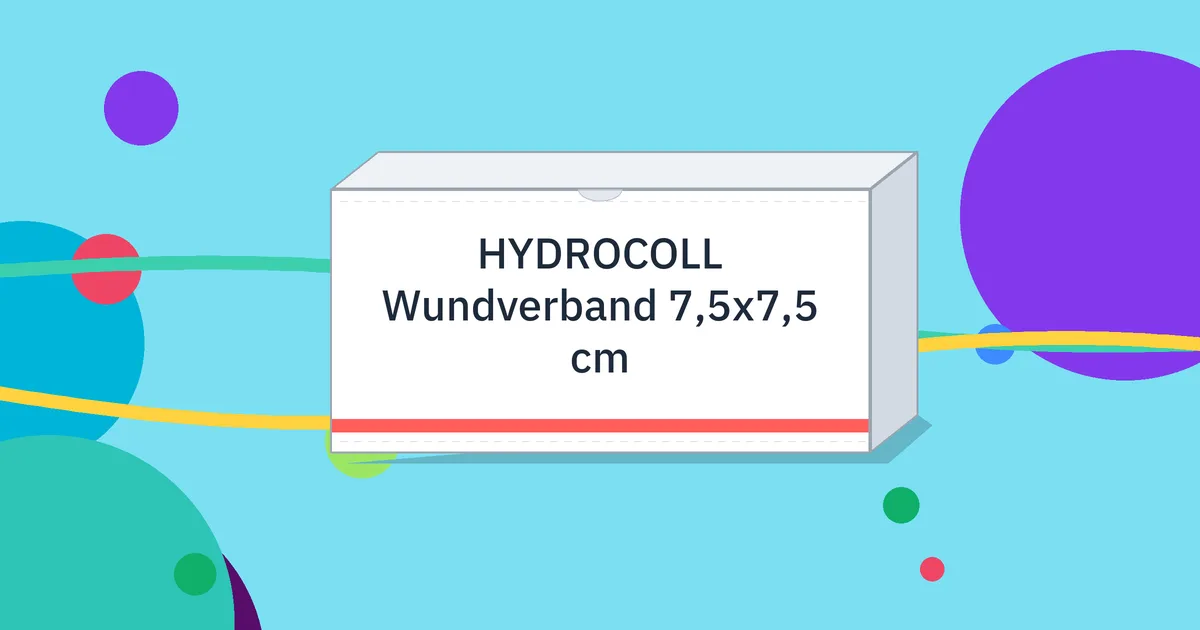 Symbolbild: Packung mit der Aufschrift HYDROCOLL Wundverband 7,5x7,5 cm (PZN 17481989) – Verfügbarkeit und Bezug in Apotheken in Frankfurt am Main