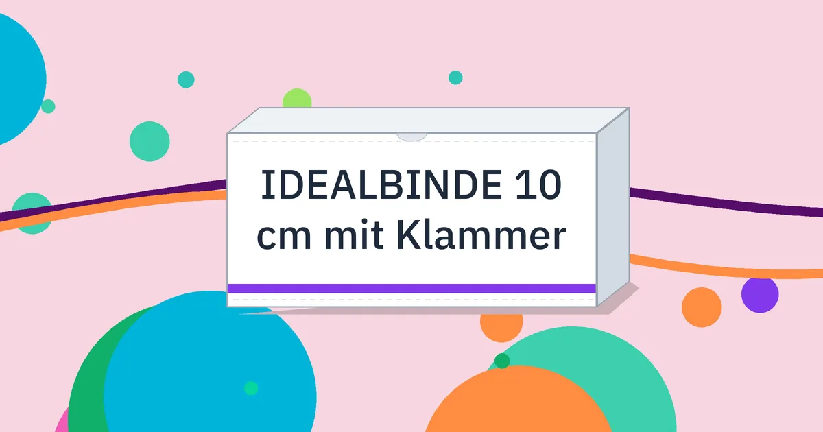 Symbolbild: Packung mit der Aufschrift IDEALBINDE 10 cm mit Klammer (PZN 04402899) – Verfügbarkeit und Bezug in Apotheken in Frankfurt am Main