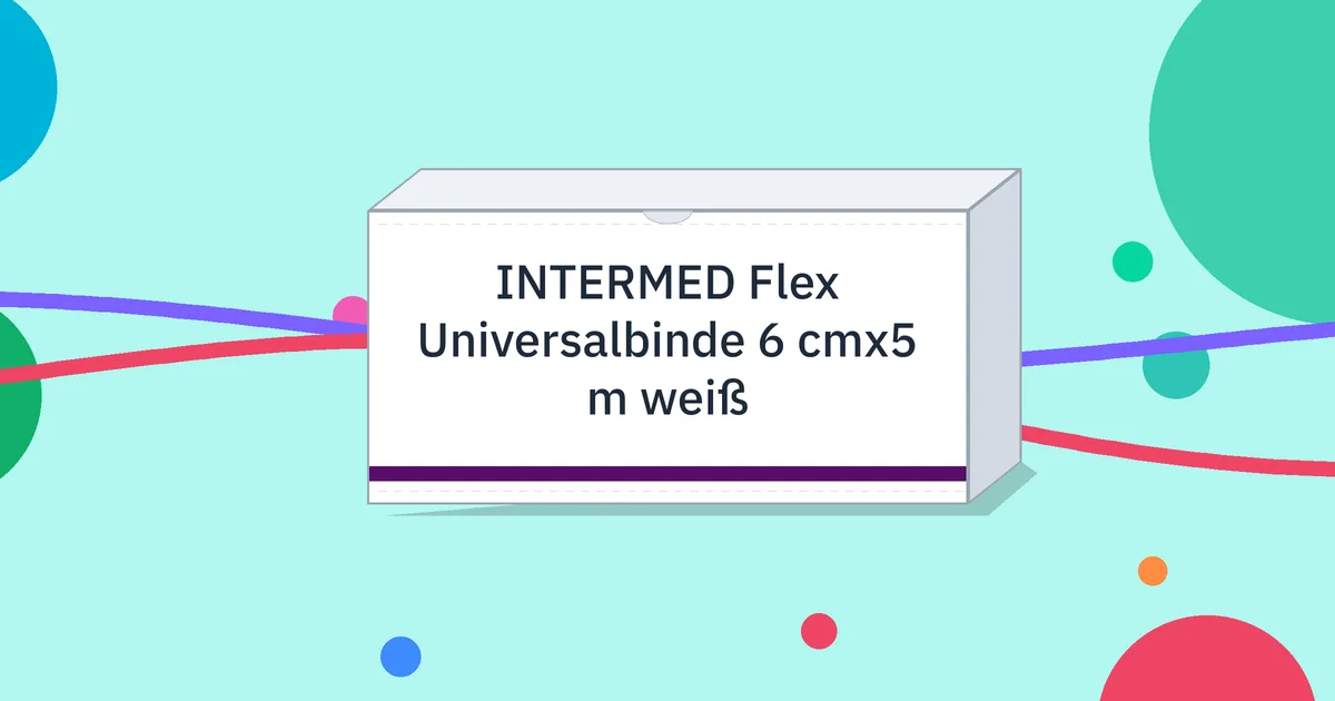 Symbolbild: Packung mit der Aufschrift INTERMED Flex Universalbinde 6 cmx5 m weiß (PZN 02735361) – Verfügbarkeit und Bezug in Apotheken in Frankfurt am Main