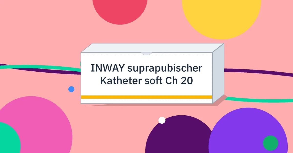 Symbolbild: Packung mit der Aufschrift INWAY suprapubischer Katheter soft Ch 20 (PZN 09736346) – Verfügbarkeit und Bezug in Apotheken in Frankfurt am Main