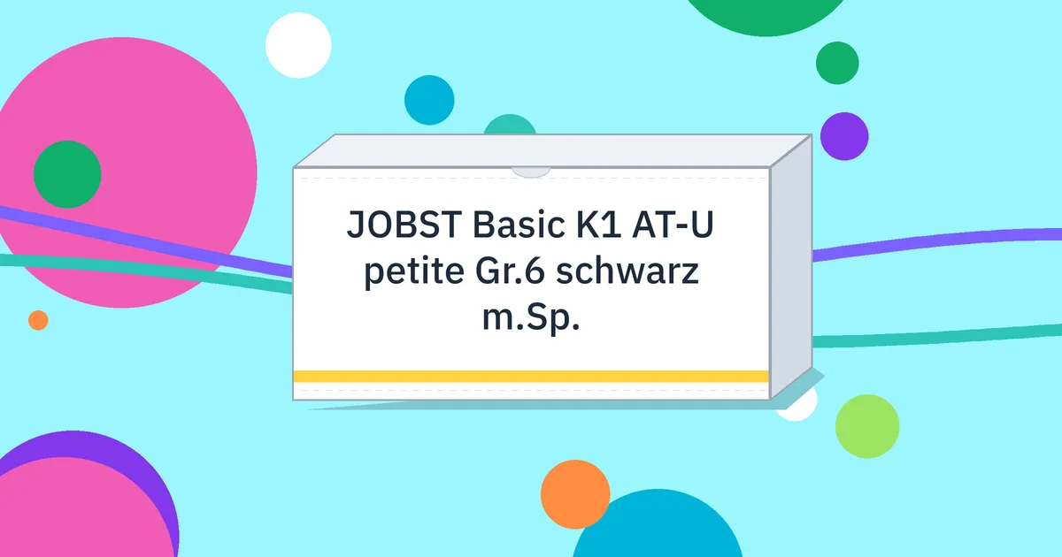 Symbolbild: Packung mit der Aufschrift JOBST Basic K1 AT-U petite Gr.6 schwarz m.Sp. (PZN 15310290) – Verfügbarkeit und Bezug in Apotheken in Frankfurt am Main