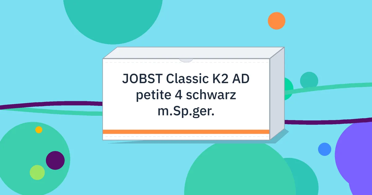 Symbolbild: Packung mit der Aufschrift JOBST Classic K2 AD petite 4 schwarz m.Sp.ger. (PZN 10726531) – Verfügbarkeit und Bezug in Apotheken in Frankfurt am Main