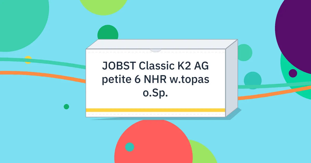 Symbolbild: Packung mit der Aufschrift JOBST Classic K2 AG petite 6 NHR w.topas o.Sp. (PZN 13063433) – Verfügbarkeit und Bezug in Apotheken in Frankfurt am Main