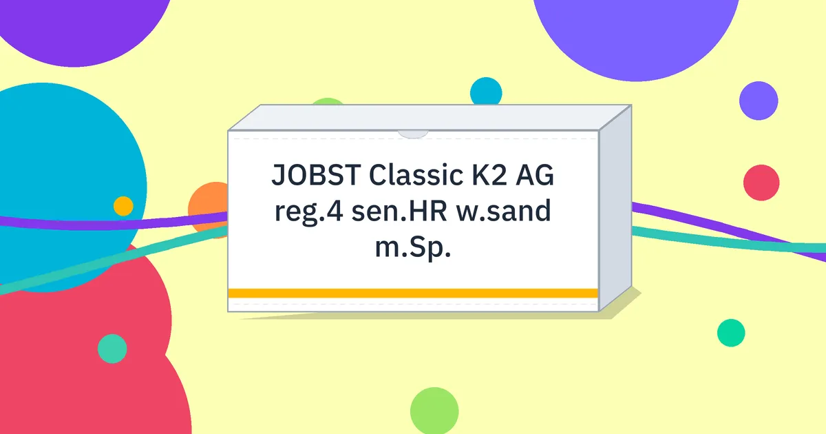 Symbolbild: Packung mit der Aufschrift JOBST Classic K2 AG reg.4 sen.HR w.sand m.Sp. (PZN 17960974) – Verfügbarkeit und Bezug in Apotheken in Frankfurt am Main