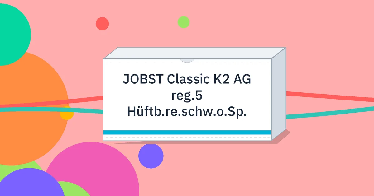 Symbolbild: Packung mit der Aufschrift JOBST Classic K2 AG reg.5 Hüftb.re.schw.o.Sp. (PZN 13067454) – Verfügbarkeit und Bezug in Apotheken in Frankfurt am Main