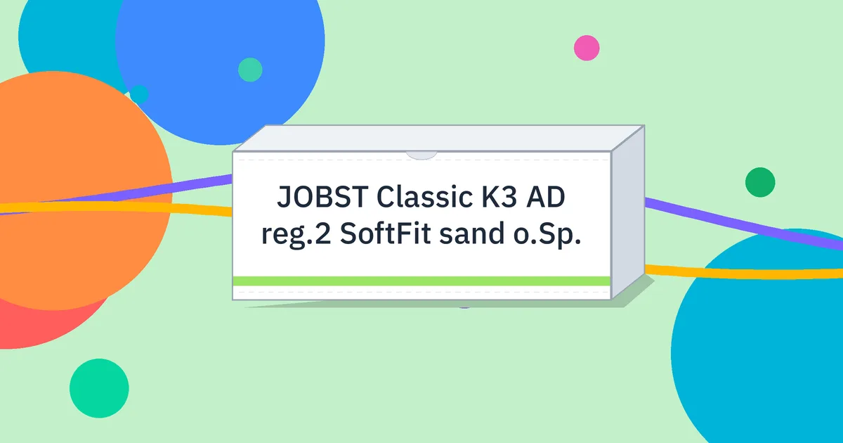 Symbolbild: Packung mit der Aufschrift JOBST Classic K3 AD reg.2 SoftFit sand o.Sp. (PZN 14223809) – Verfügbarkeit und Bezug in Apotheken in Frankfurt am Main