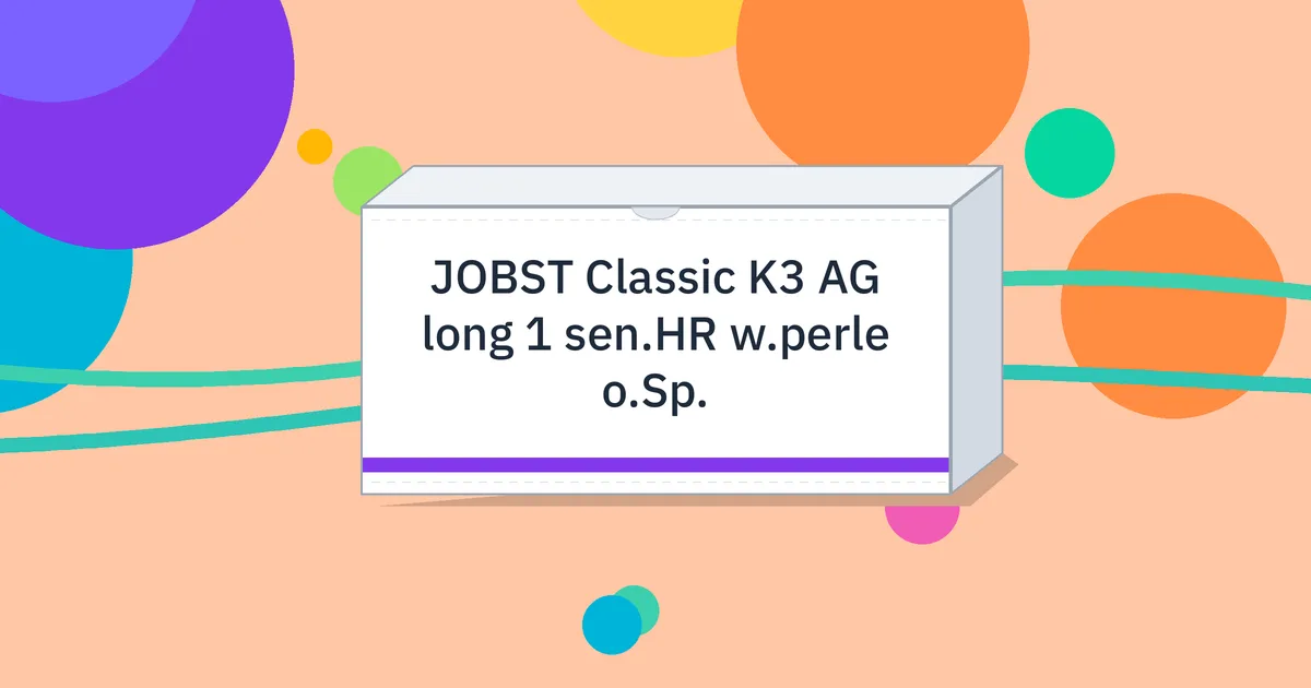 Symbolbild: Packung mit der Aufschrift JOBST Classic K3 AG long 1 sen.HR w.perle o.Sp. (PZN 17958316) – Verfügbarkeit und Bezug in Apotheken in Frankfurt am Main