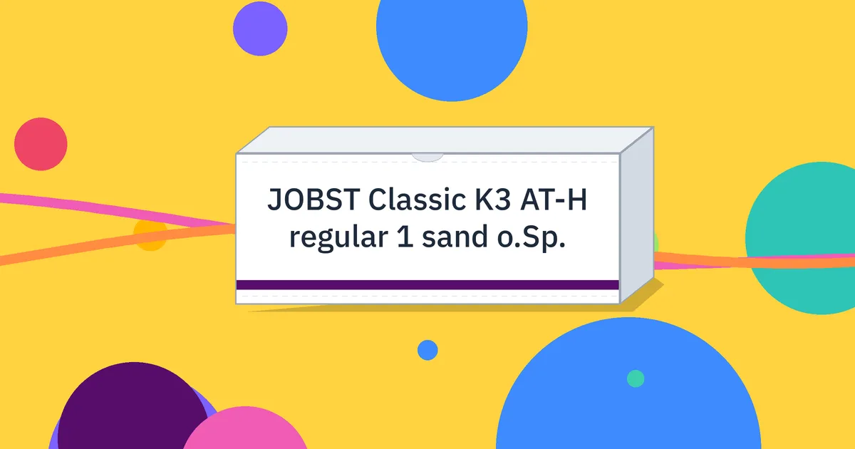 Symbolbild: Packung mit der Aufschrift JOBST Classic K3 AT-H regular 1 sand o.Sp. (PZN 13077814) – Verfügbarkeit und Bezug in Apotheken in Frankfurt am Main