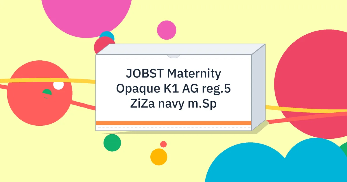 Symbolbild: Packung mit der Aufschrift JOBST Maternity Opaque K1 AG reg.5 ZiZa navy m.Sp (PZN 15859366) – Verfügbarkeit und Bezug in Apotheken in Frankfurt am Main