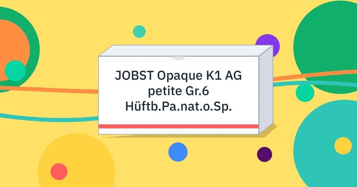 Symbolbild: Packung mit der Aufschrift JOBST Opaque K1 AG petite Gr.6 Hüftb.Pa.nat.o.Sp. (PZN 13098839) – Verfügbarkeit und Bezug in Apotheken in Frankfurt am Main