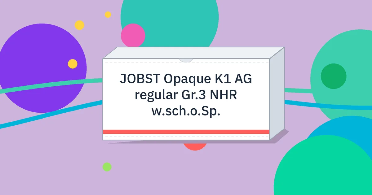 Symbolbild: Packung mit der Aufschrift JOBST Opaque K1 AG regular Gr.3 NHR w.sch.o.Sp. (PZN 13095723) – Verfügbarkeit und Bezug in Apotheken in Frankfurt am Main