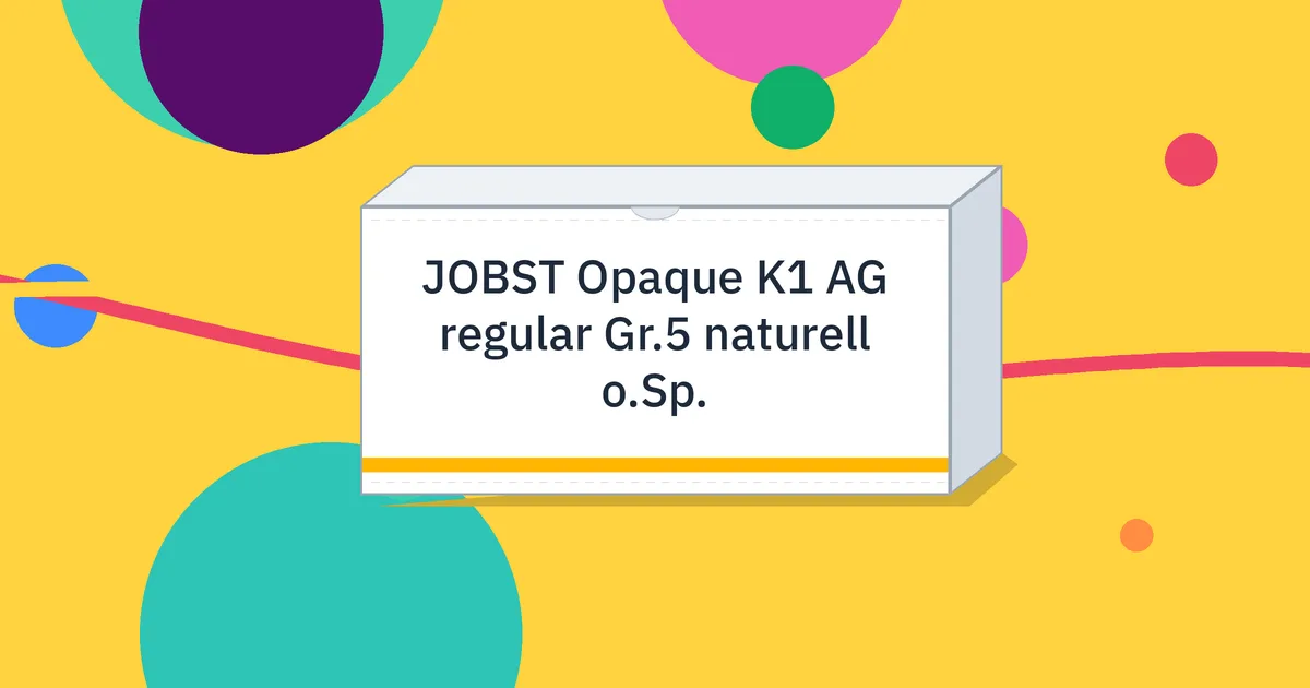 Symbolbild: Packung mit der Aufschrift JOBST Opaque K1 AG regular Gr.5 naturell o.Sp. (PZN 13095812) – Verfügbarkeit und Bezug in Apotheken in Frankfurt am Main