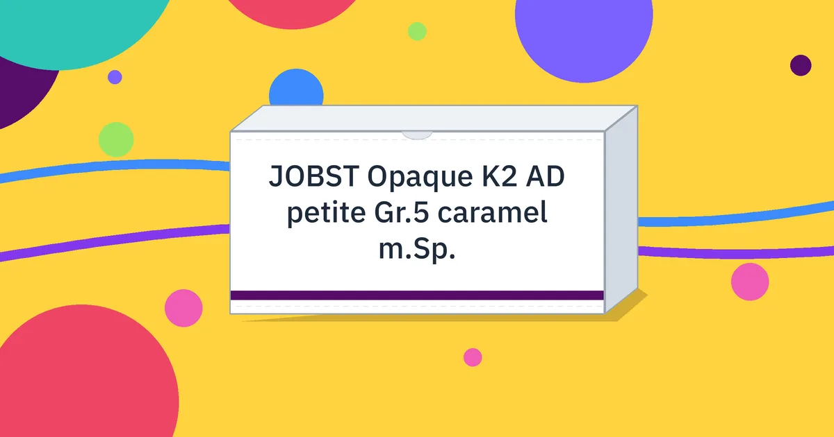 Symbolbild: Packung mit der Aufschrift JOBST Opaque K2 AD petite Gr.5 caramel m.Sp. (PZN 11252087) – Verfügbarkeit und Bezug in Apotheken in Frankfurt am Main