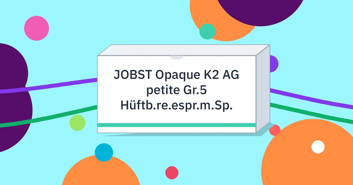 Symbolbild: Packung mit der Aufschrift JOBST Opaque K2 AG petite Gr.5 Hüftb.re.espr.m.Sp. (PZN 16288606) – Verfügbarkeit und Bezug in Apotheken in Frankfurt am Main