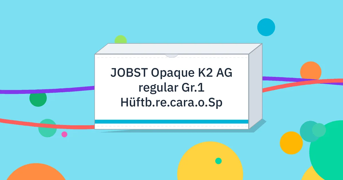 Symbolbild: Packung mit der Aufschrift JOBST Opaque K2 AG regular Gr.1 Hüftb.re.cara.o.Sp (PZN 13117519) – Verfügbarkeit und Bezug in Apotheken in Frankfurt am Main