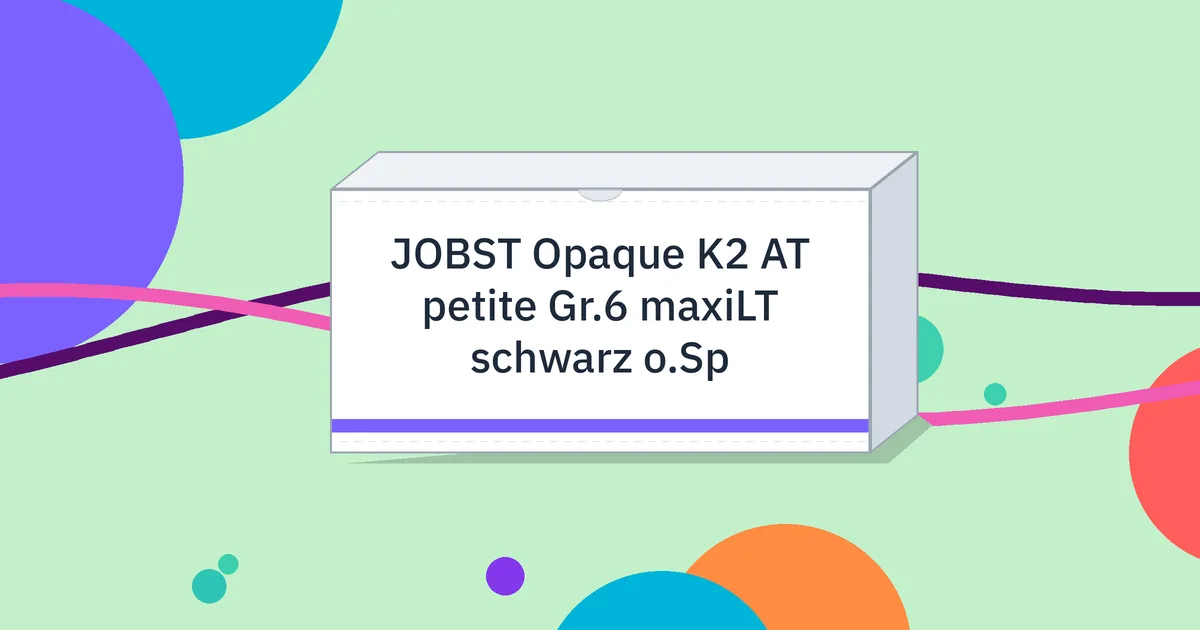 Symbolbild: Packung mit der Aufschrift JOBST Opaque K2 AT petite Gr.6 maxiLT schwarz o.Sp (PZN 13119369) – Verfügbarkeit und Bezug in Apotheken in Frankfurt am Main