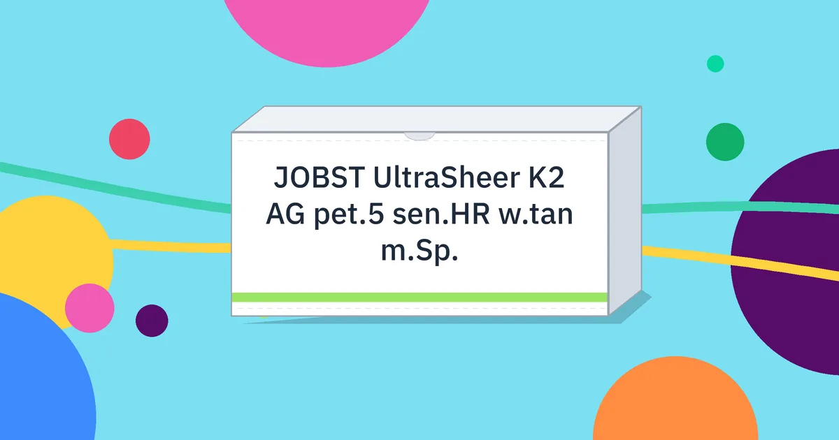 Symbolbild: Packung mit der Aufschrift JOBST UltraSheer K2 AG pet.5 sen.HR w.tan m.Sp. (PZN 16305078) – Verfügbarkeit und Bezug in Apotheken in Frankfurt am Main