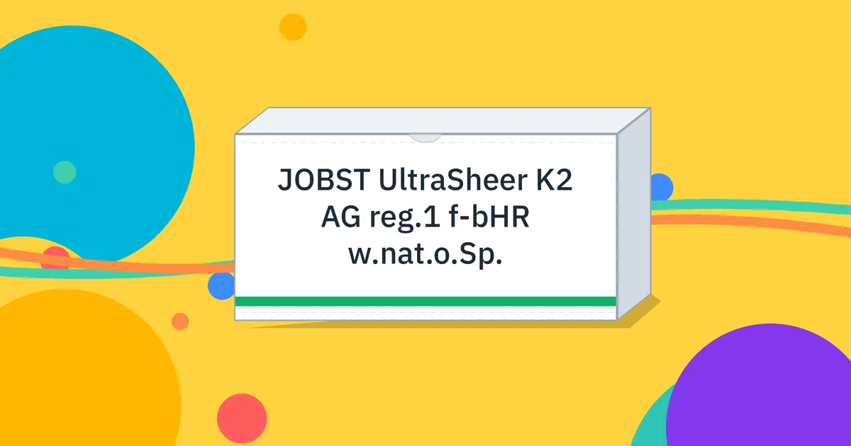 Symbolbild: Packung mit der Aufschrift JOBST UltraSheer K2 AG reg.1 f-bHR w.nat.o.Sp. (PZN 11260537) – Verfügbarkeit und Bezug in Apotheken in Frankfurt am Main