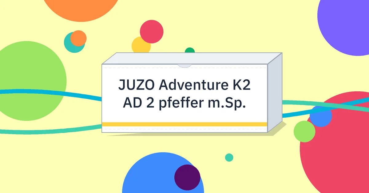 Symbolbild: Packung mit der Aufschrift JUZO Adventure K2 AD 2 pfeffer m.Sp. (PZN 14972876) – Verfügbarkeit und Bezug in Apotheken in Frankfurt am Main