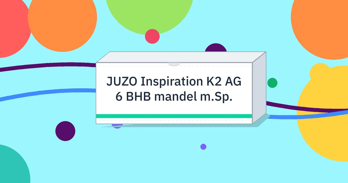 Symbolbild: Packung mit der Aufschrift JUZO Inspiration K2 AG 6 BHB mandel m.Sp. (PZN 14833028) – Verfügbarkeit und Bezug in Apotheken in Frankfurt am Main
