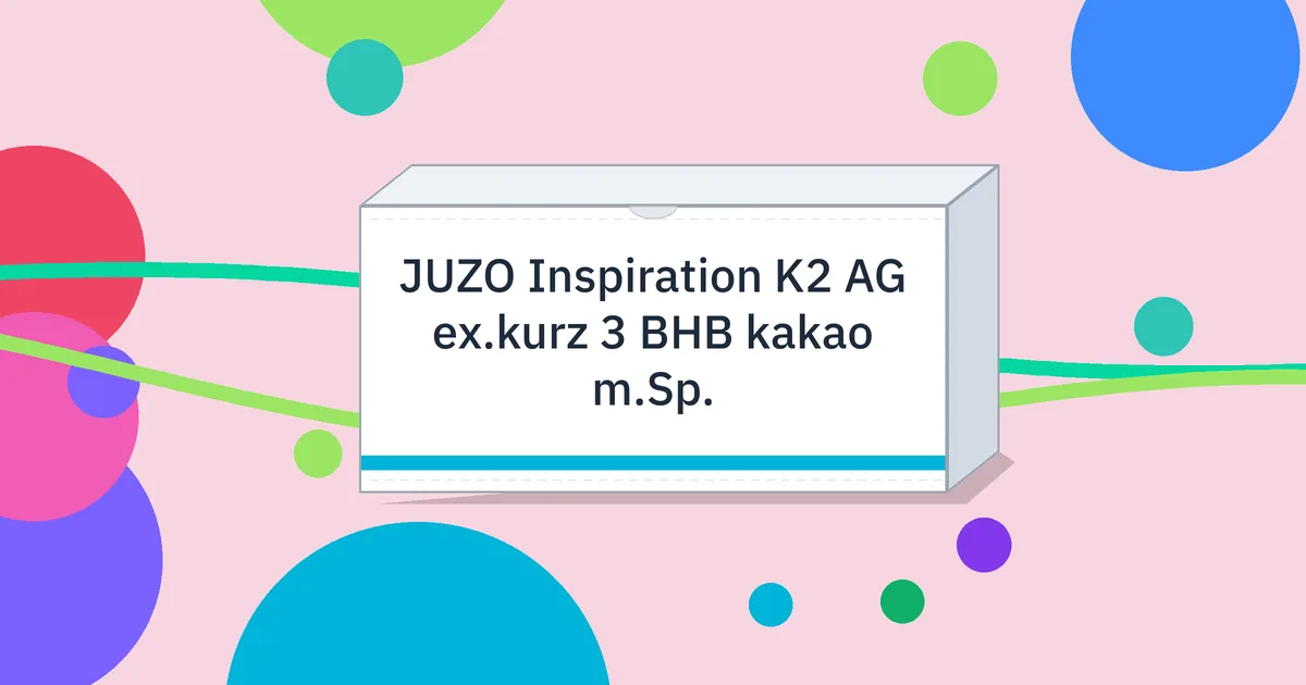 Symbolbild: Packung mit der Aufschrift JUZO Inspiration K2 AG ex.kurz 3 BHB kakao m.Sp. (PZN 14835777) – Verfügbarkeit und Bezug in Apotheken in Frankfurt am Main