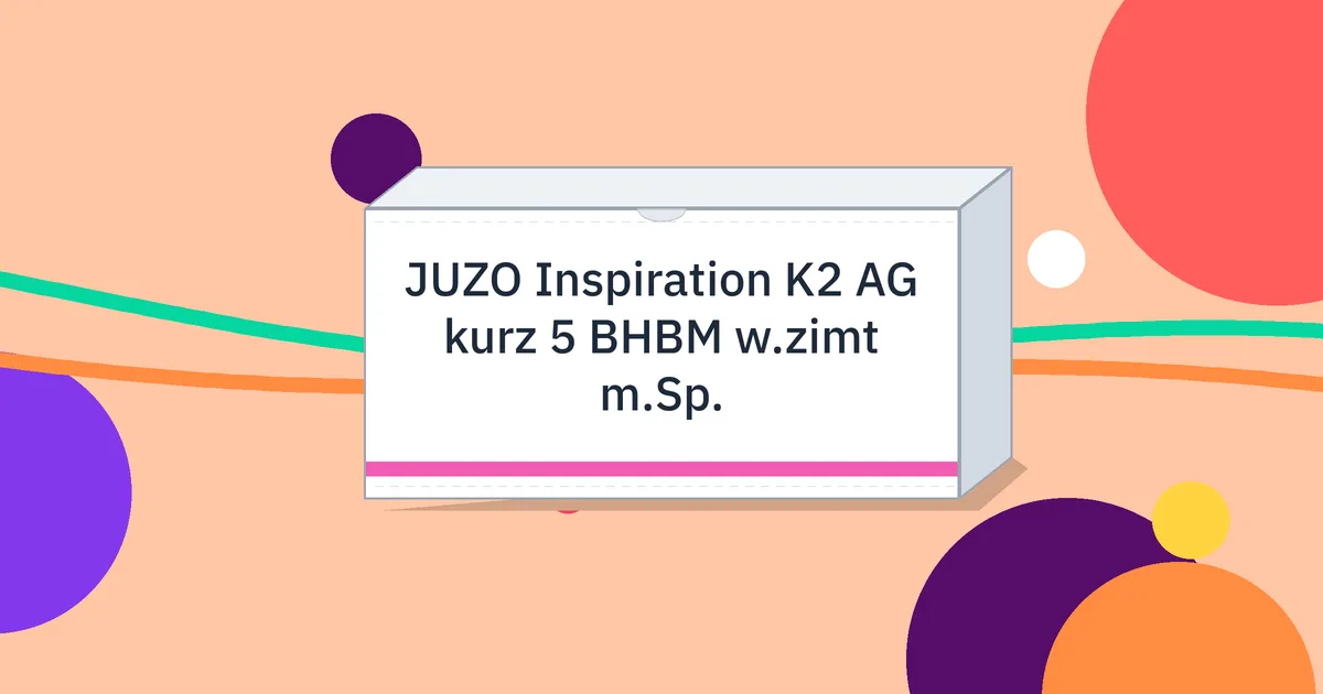 Symbolbild: Packung mit der Aufschrift JUZO Inspiration K2 AG kurz 5 BHBM w.zimt m.Sp. (PZN 14883210) – Verfügbarkeit und Bezug in Apotheken in Frankfurt am Main