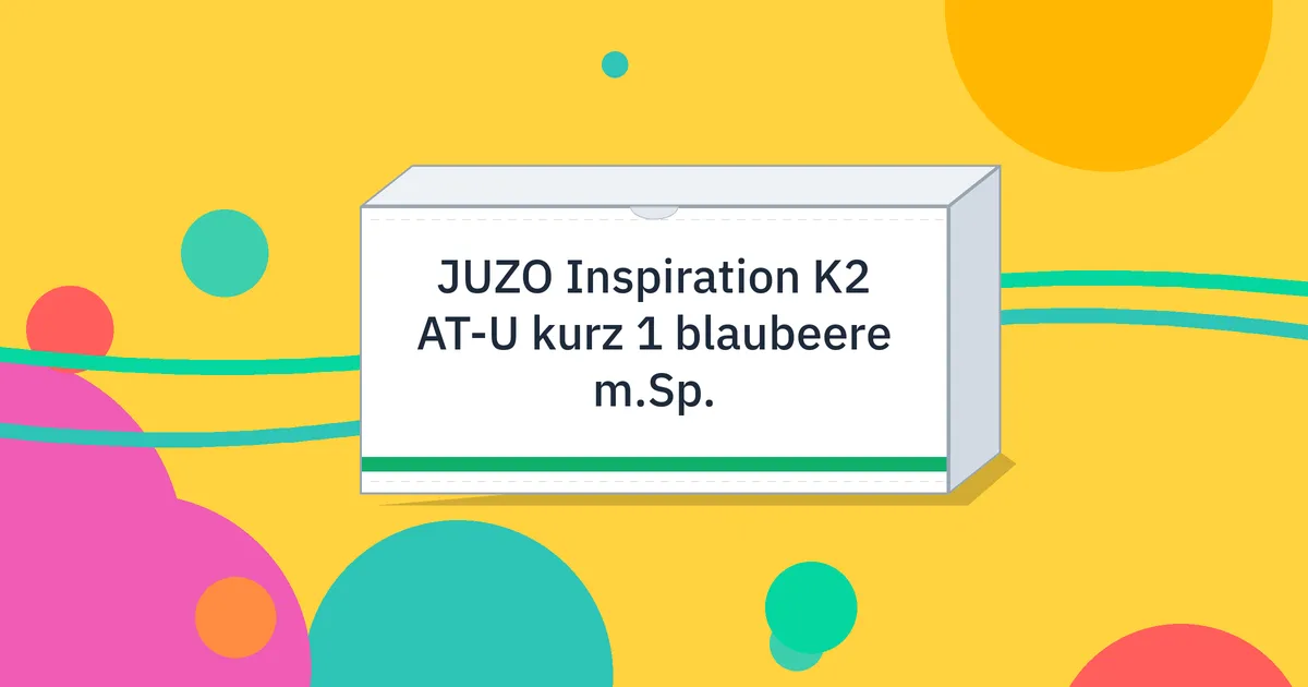 Symbolbild: Packung mit der Aufschrift JUZO Inspiration K2 AT-U kurz 1 blaubeere m.Sp. (PZN 14952313) – Verfügbarkeit und Bezug in Apotheken in Frankfurt am Main