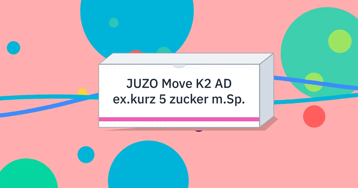 Symbolbild: Packung mit der Aufschrift JUZO Move K2 AD ex.kurz 5 zucker m.Sp. (PZN 18509767) – Verfügbarkeit und Bezug in Apotheken in Frankfurt am Main