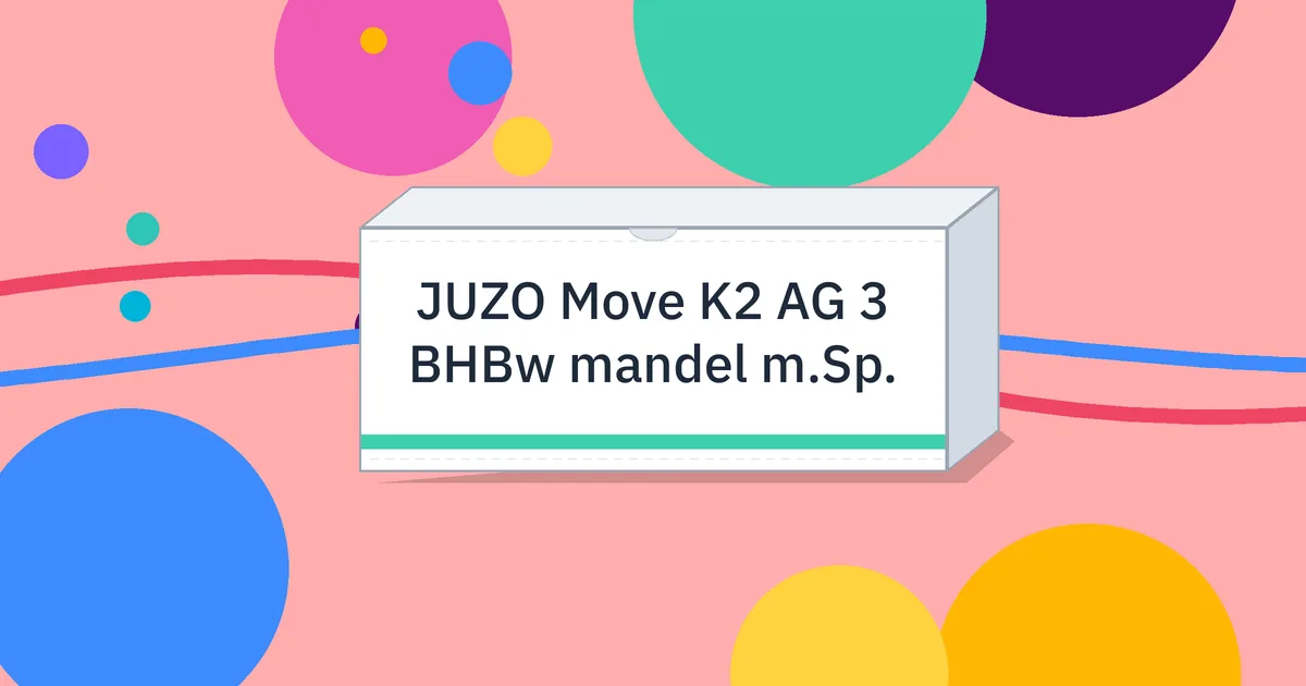 Symbolbild: Packung mit der Aufschrift JUZO Move K2 AG 3 BHBw mandel m.Sp. (PZN 16645897) – Verfügbarkeit und Bezug in Apotheken in Frankfurt am Main