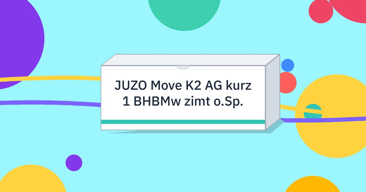 Symbolbild: Packung mit der Aufschrift JUZO Move K2 AG kurz 1 BHBMw zimt o.Sp. (PZN 18530738) – Verfügbarkeit und Bezug in Apotheken in Frankfurt am Main