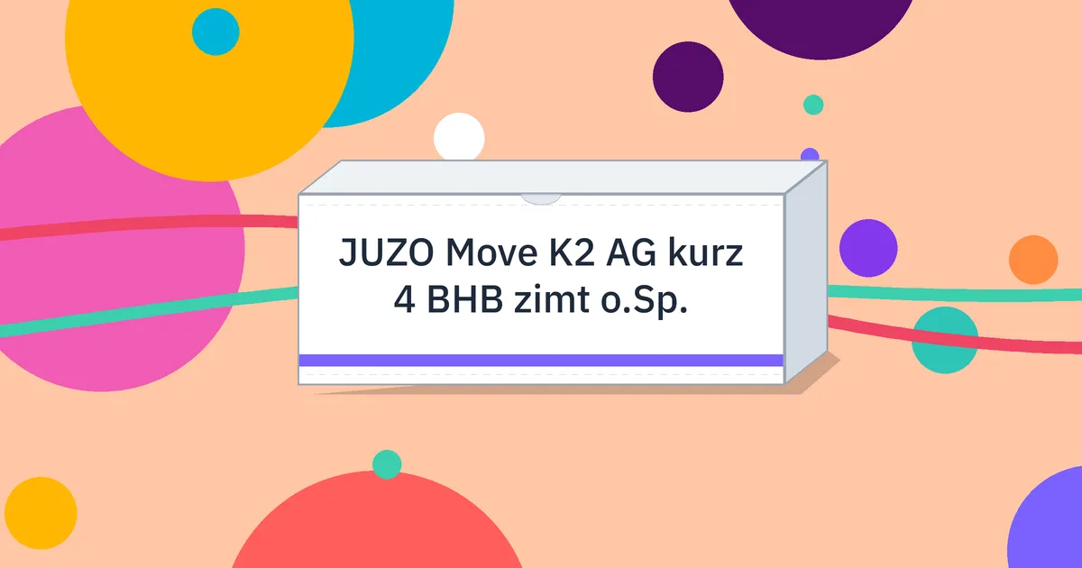 Symbolbild: Packung mit der Aufschrift JUZO Move K2 AG kurz 4 BHB zimt o.Sp. (PZN 18530106) – Verfügbarkeit und Bezug in Apotheken in Frankfurt am Main