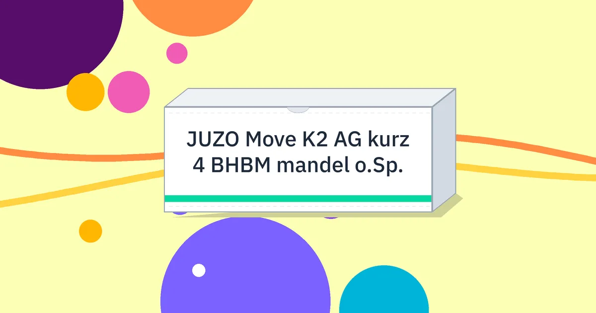 Symbolbild: Packung mit der Aufschrift JUZO Move K2 AG kurz 4 BHBM mandel o.Sp. (PZN 16648252) – Verfügbarkeit und Bezug in Apotheken in Frankfurt am Main