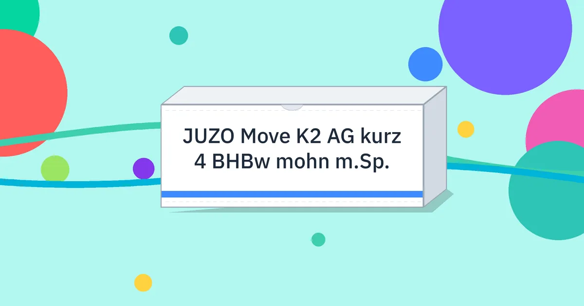 Symbolbild: Packung mit der Aufschrift JUZO Move K2 AG kurz 4 BHBw mohn m.Sp. (PZN 18560018) – Verfügbarkeit und Bezug in Apotheken in Frankfurt am Main