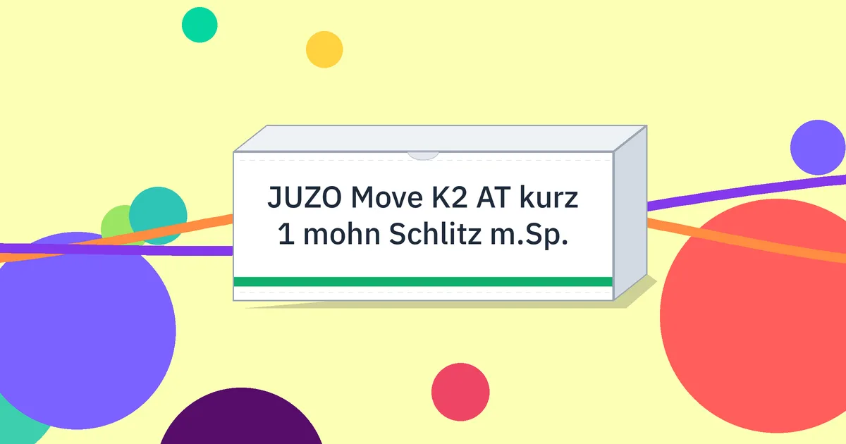 Symbolbild: Packung mit der Aufschrift JUZO Move K2 AT kurz 1 mohn Schlitz m.Sp. (PZN 20675071) – Verfügbarkeit und Bezug in Apotheken in Frankfurt am Main
