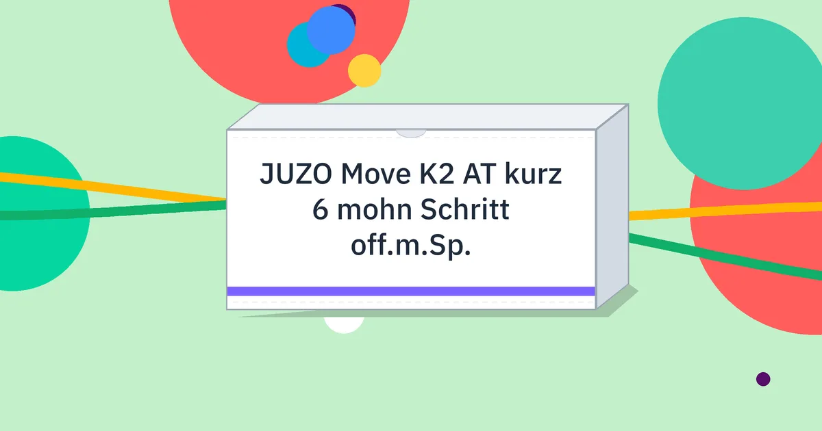 Symbolbild: Packung mit der Aufschrift JUZO Move K2 AT kurz 6 mohn Schritt off.m.Sp. (PZN 20674605) – Verfügbarkeit und Bezug in Apotheken in Frankfurt am Main