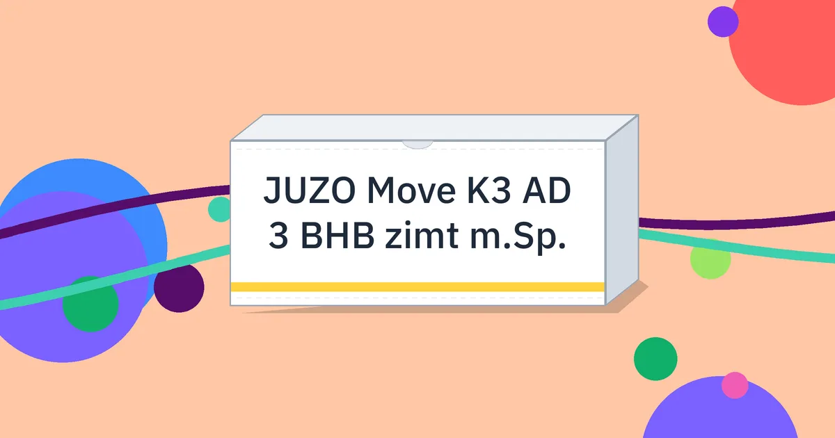 Symbolbild: Packung mit der Aufschrift JUZO Move K3 AD 3 BHB zimt m.Sp. (PZN 18567049) – Verfügbarkeit und Bezug in Apotheken in Frankfurt am Main