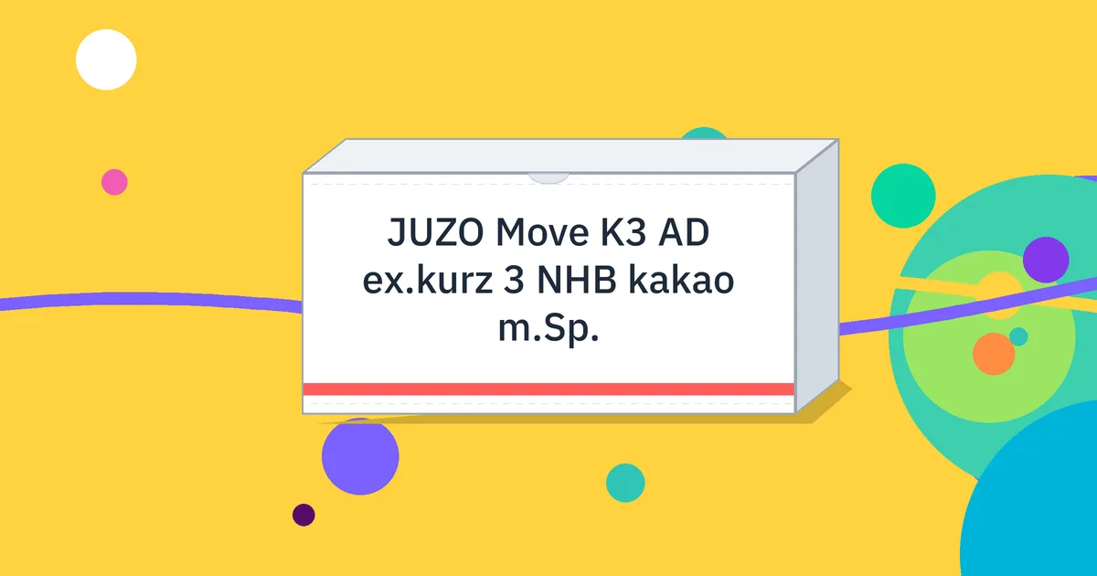 Symbolbild: Packung mit der Aufschrift JUZO Move K3 AD ex.kurz 3 NHB kakao m.Sp. (PZN 18573506) – Verfügbarkeit und Bezug in Apotheken in Frankfurt am Main