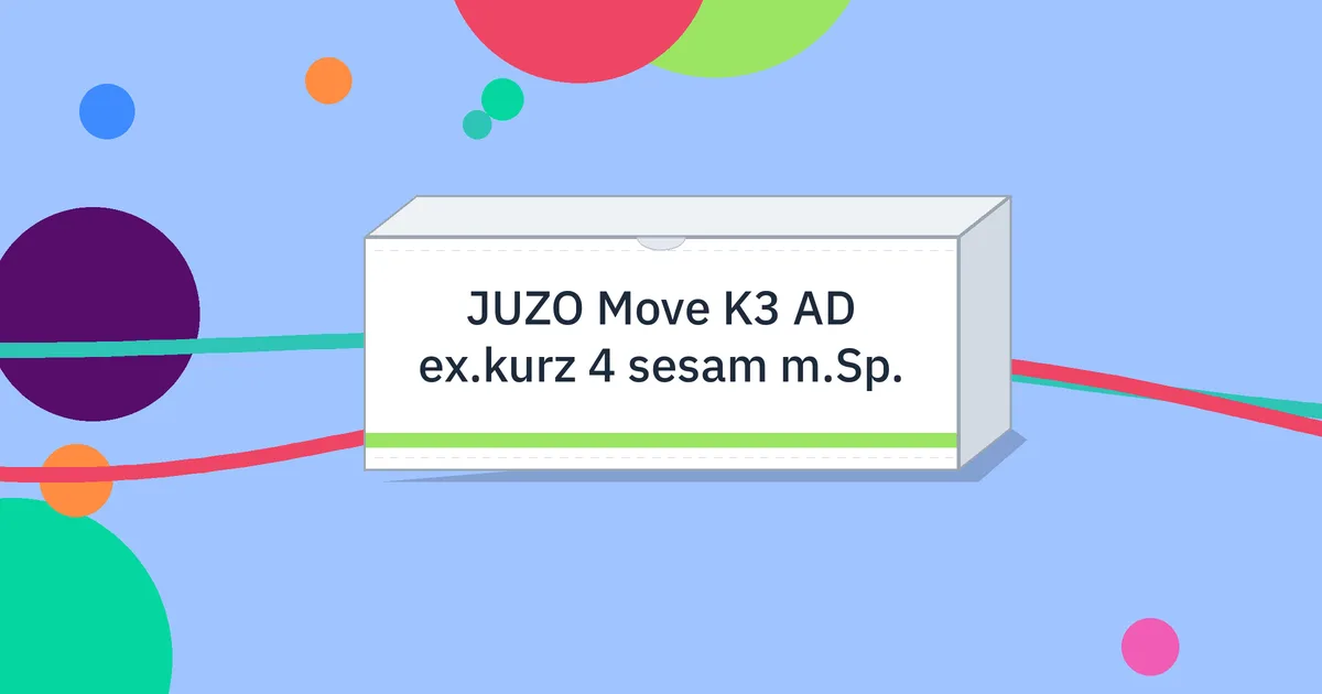 Symbolbild: Packung mit der Aufschrift JUZO Move K3 AD ex.kurz 4 sesam m.Sp. (PZN 18569338) – Verfügbarkeit und Bezug in Apotheken in Frankfurt am Main
