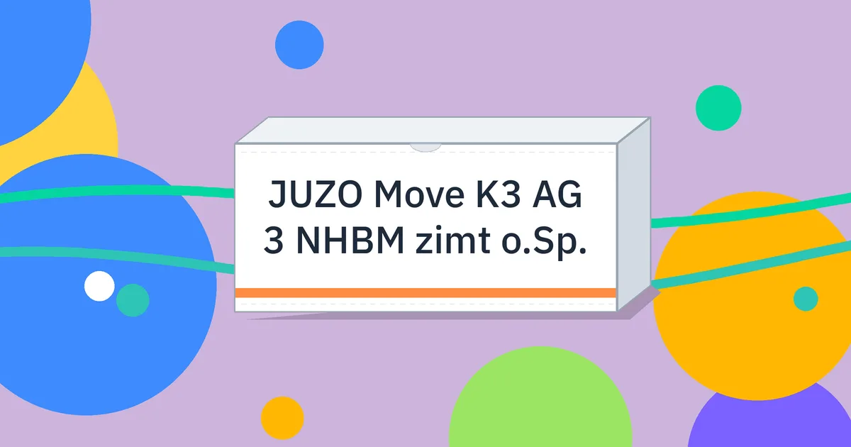 Symbolbild: Packung mit der Aufschrift JUZO Move K3 AG 3 NHBM zimt o.Sp. (PZN 18576746) – Verfügbarkeit und Bezug in Apotheken in Frankfurt am Main