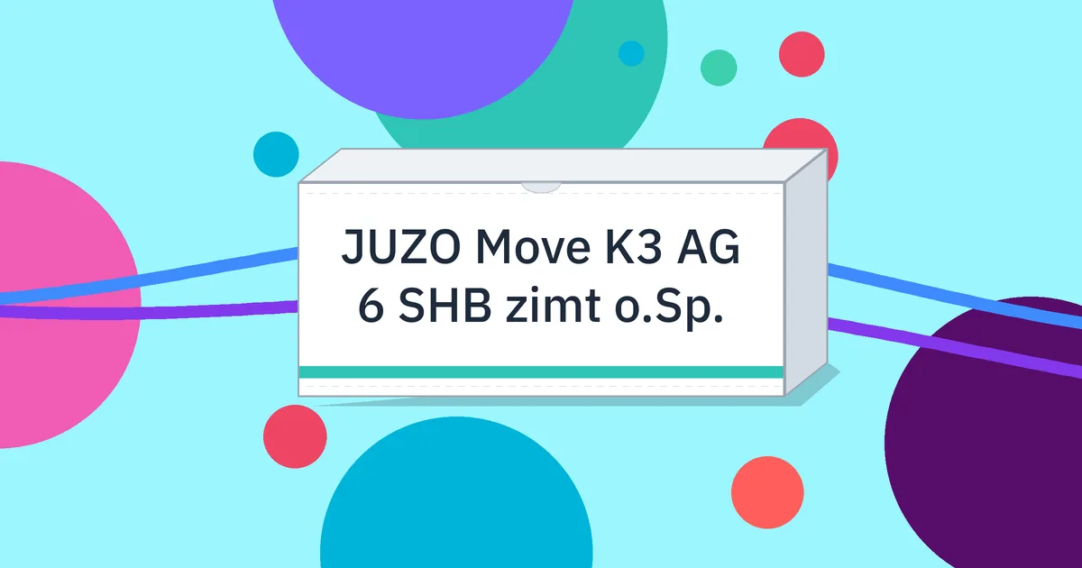 Symbolbild: Packung mit der Aufschrift JUZO Move K3 AG 6 SHB zimt o.Sp. (PZN 18577421) – Verfügbarkeit und Bezug in Apotheken in Frankfurt am Main