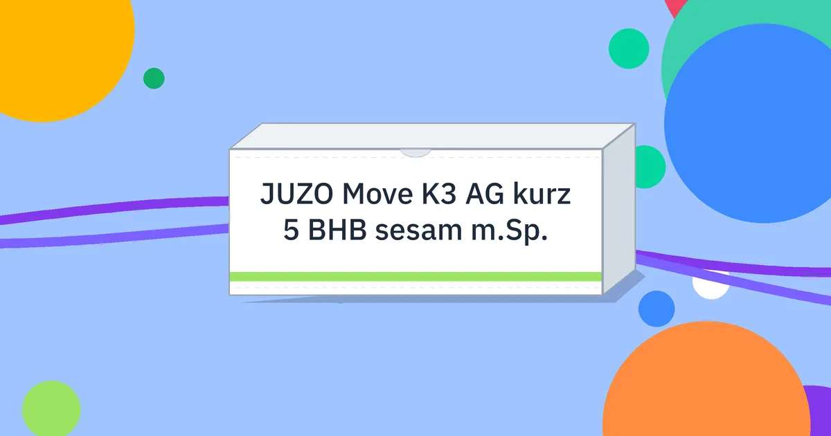 Symbolbild: Packung mit der Aufschrift JUZO Move K3 AG kurz 5 BHB sesam m.Sp. (PZN 18579650) – Verfügbarkeit und Bezug in Apotheken in Frankfurt am Main
