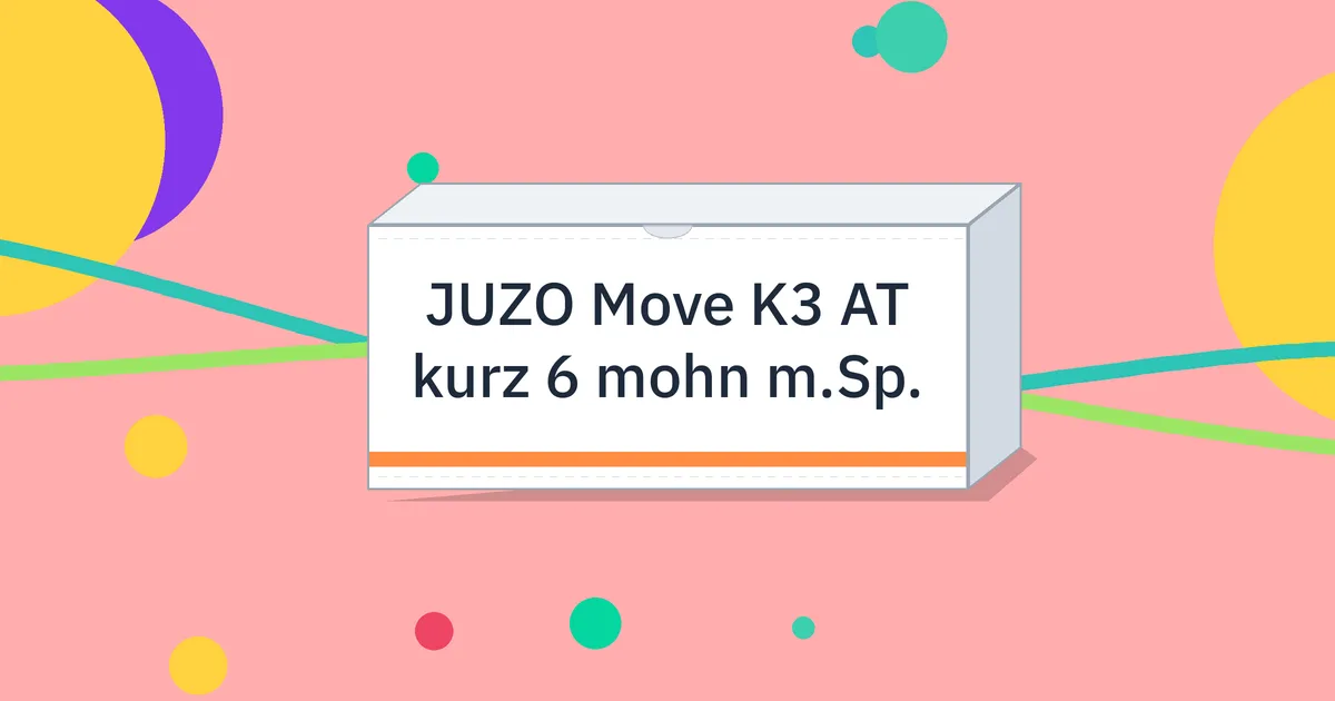 Symbolbild: Packung mit der Aufschrift JUZO Move K3 AT kurz 6 mohn m.Sp. (PZN 20683389) – Verfügbarkeit und Bezug in Apotheken in Frankfurt am Main