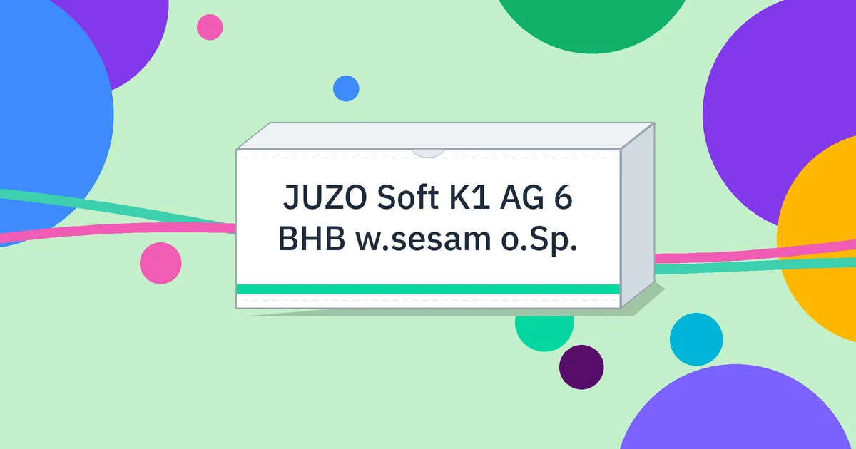 Symbolbild: Packung mit der Aufschrift JUZO Soft K1 AG 6 BHB w.sesam o.Sp. (PZN 14837434) – Verfügbarkeit und Bezug in Apotheken in Frankfurt am Main
