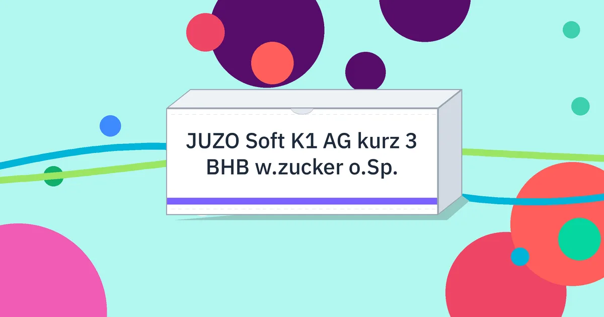 Symbolbild: Packung mit der Aufschrift JUZO Soft K1 AG kurz 3 BHB w.zucker o.Sp. (PZN 14838511) – Verfügbarkeit und Bezug in Apotheken in Frankfurt am Main