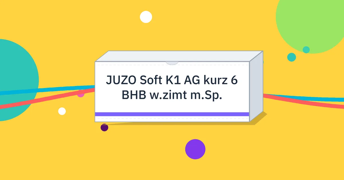 Symbolbild: Packung mit der Aufschrift JUZO Soft K1 AG kurz 6 BHB w.zimt m.Sp. (PZN 14838014) – Verfügbarkeit und Bezug in Apotheken in Frankfurt am Main