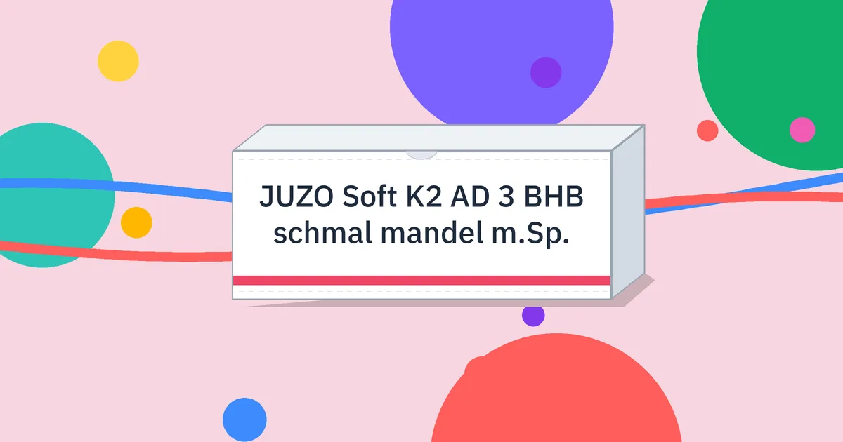 Symbolbild: Packung mit der Aufschrift JUZO Soft K2 AD 3 BHB schmal mandel m.Sp. (PZN 15465271) – Verfügbarkeit und Bezug in Apotheken in Frankfurt am Main