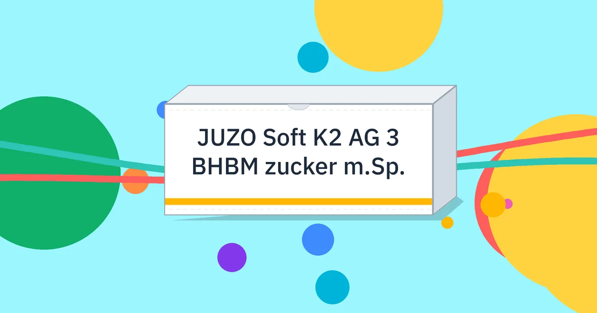 Symbolbild: Packung mit der Aufschrift JUZO Soft K2 AG 3 BHBM zucker m.Sp. (PZN 14858689) – Verfügbarkeit und Bezug in Apotheken in Frankfurt am Main