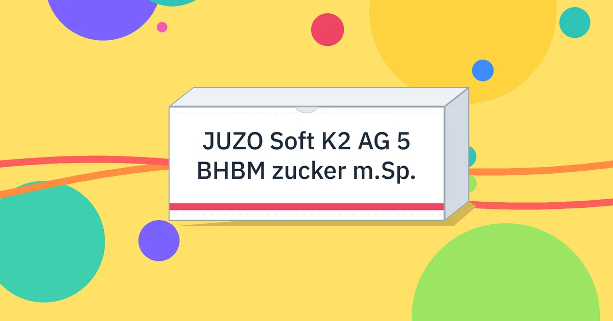 Symbolbild: Packung mit der Aufschrift JUZO Soft K2 AG 5 BHBM zucker m.Sp. (PZN 14858726) – Verfügbarkeit und Bezug in Apotheken in Frankfurt am Main