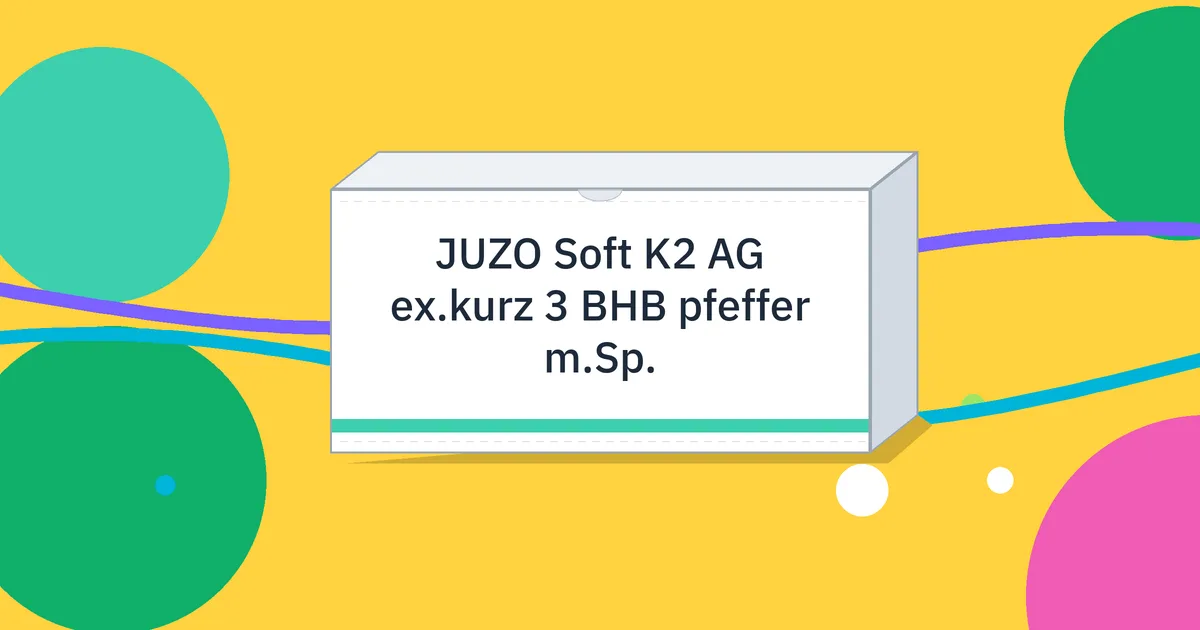 Symbolbild: Packung mit der Aufschrift JUZO Soft K2 AG ex.kurz 3 BHB pfeffer m.Sp. (PZN 14827306) – Verfügbarkeit und Bezug in Apotheken in Frankfurt am Main